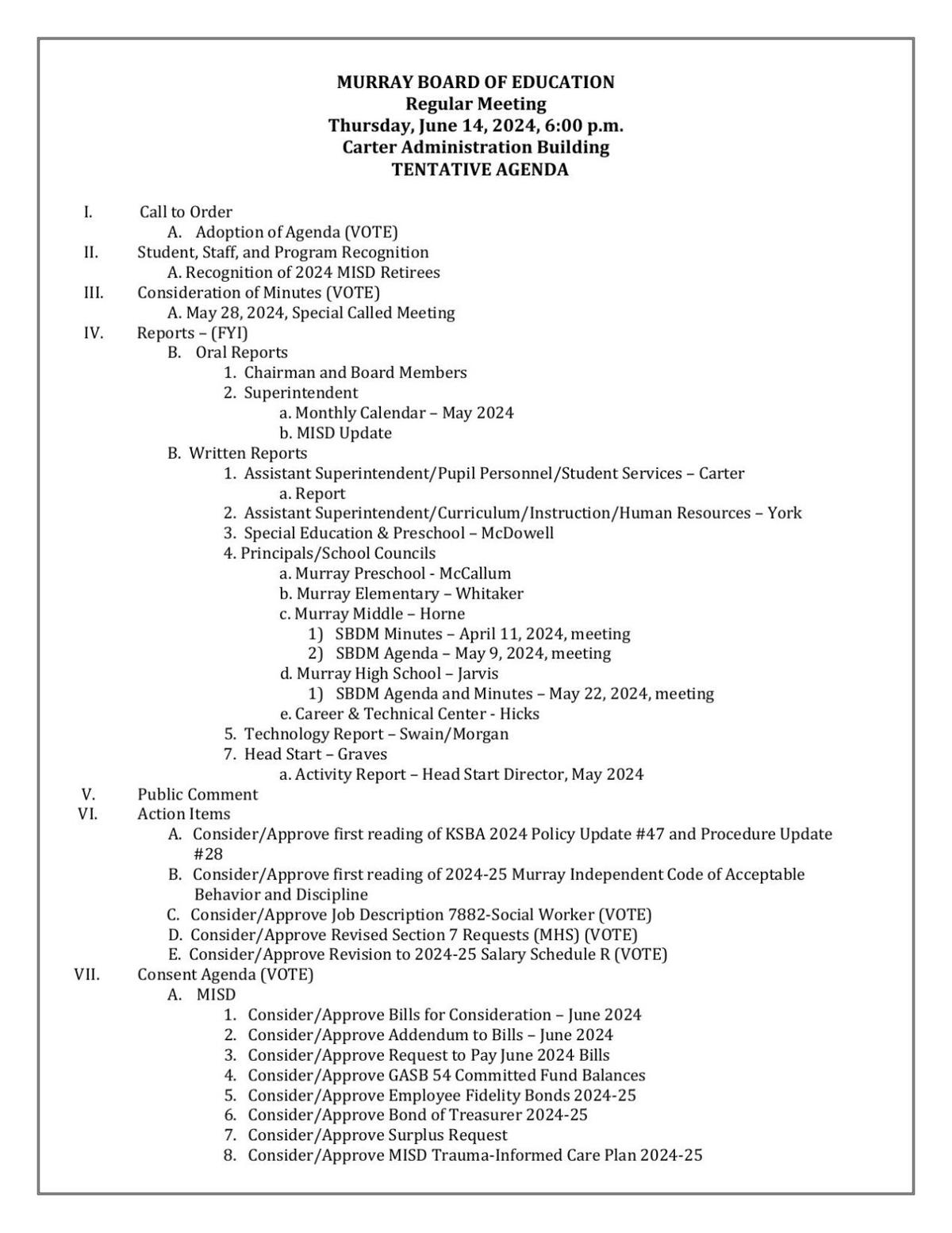 Murray Board of Education to hold Thursday meeting | News | WPSD Local 6