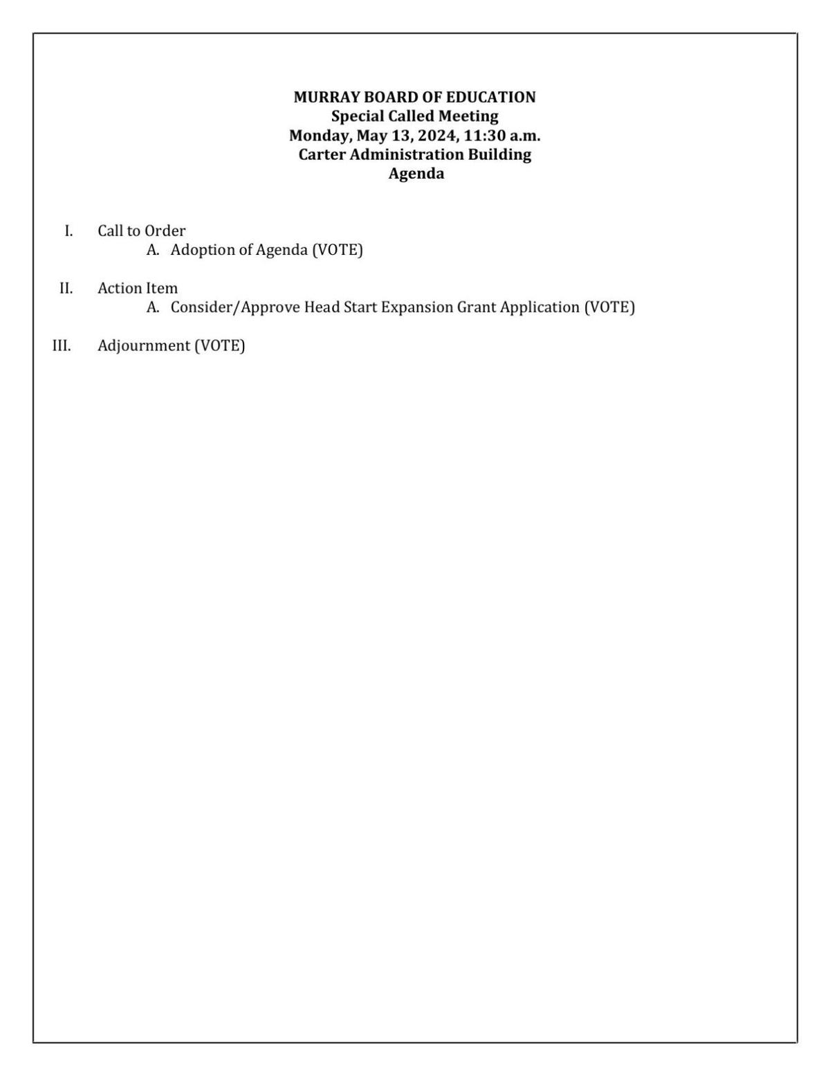 Murray Board of Education to hold Monday meeting | News | WPSD Local 6