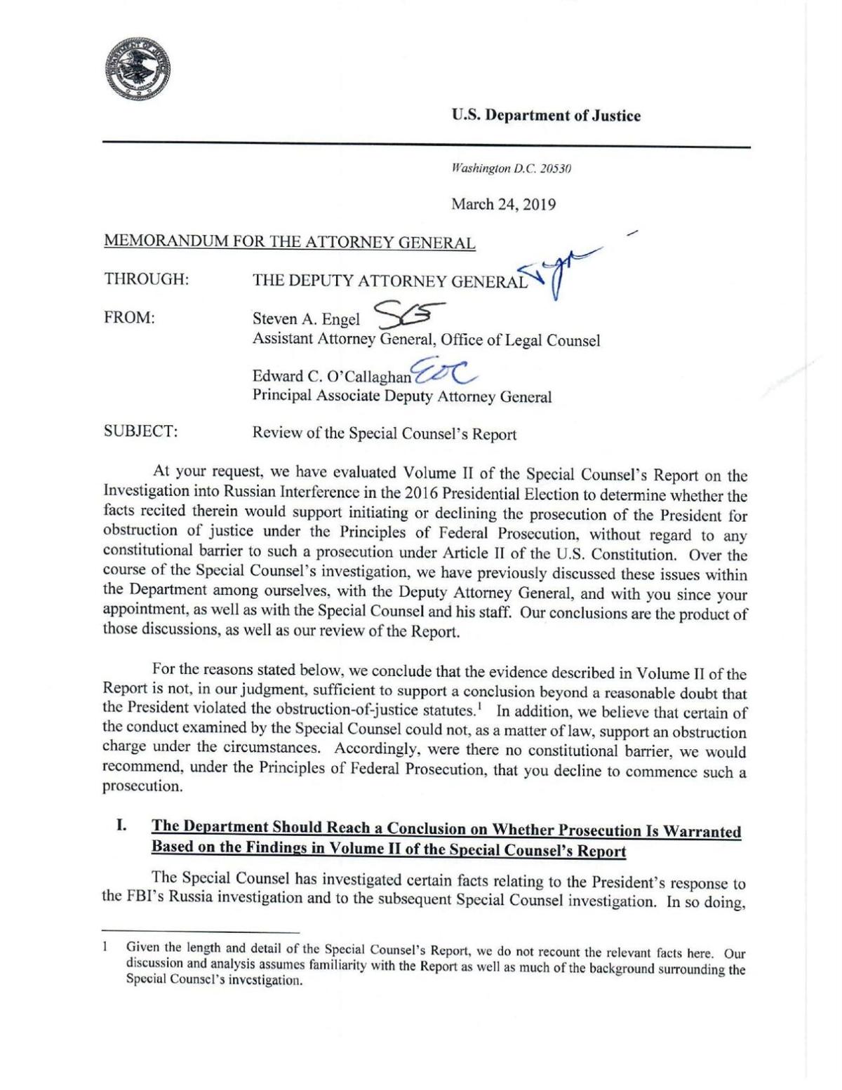 Justice Department releases unredacted Barr memo detailing decision not ...