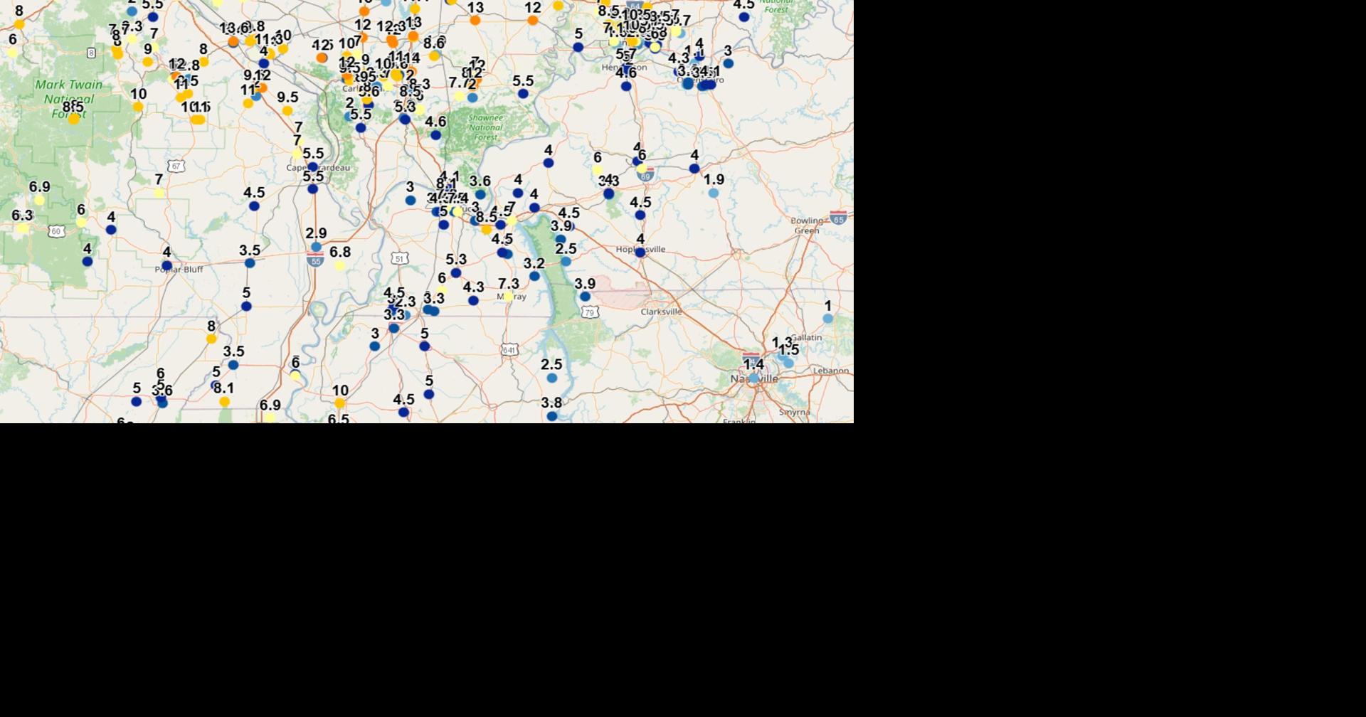 NWS interactive map shows snow totals | Newsletter Stories | WPSD Local 6