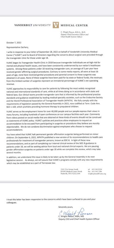 Vanderbilt University Medical Center to pause, review gender-affirming ...