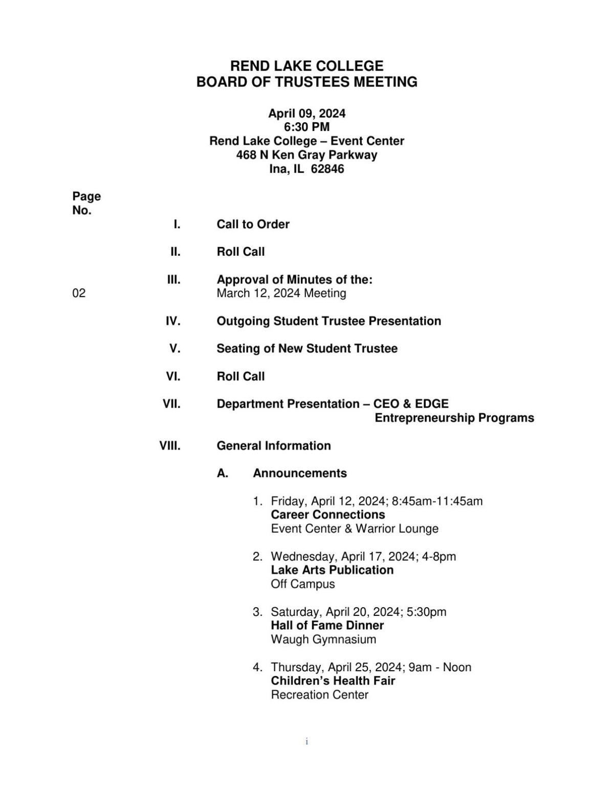 Rend Lake College Board of Trustees to hold Tuesday meeting | News ...