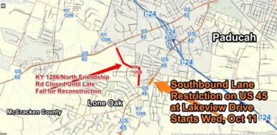 Lane restriction on U.S. 45 to begin on Wednesday | News | WPSD Local 6