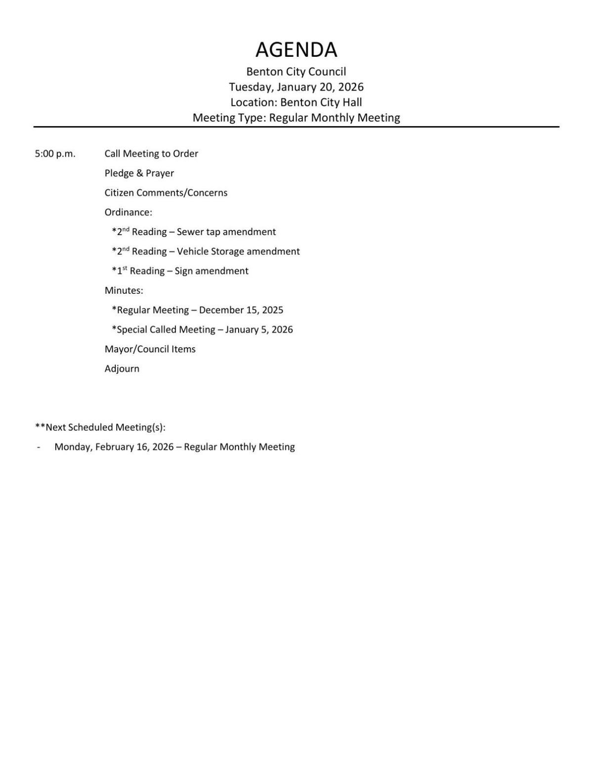 Benton City Council to hold Tuesday meeting | Community | WPSD Local 6