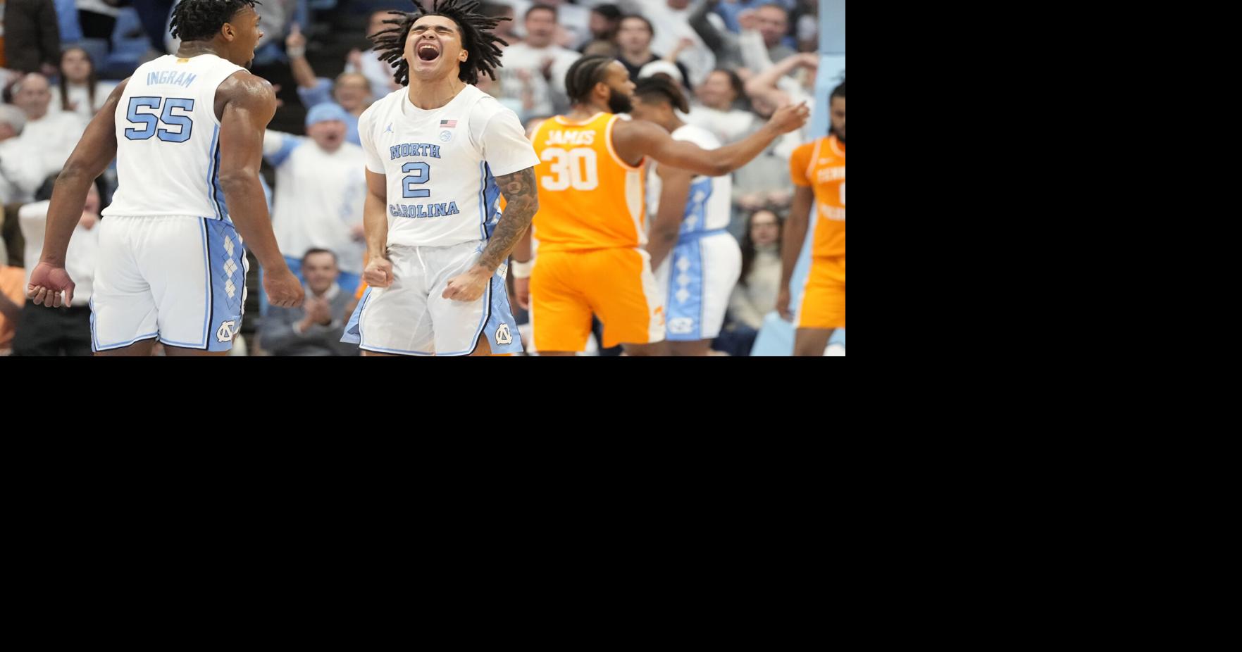 No. 17 UNC builds big lead then holds off No. 10 Tennessee 100-92 in ...