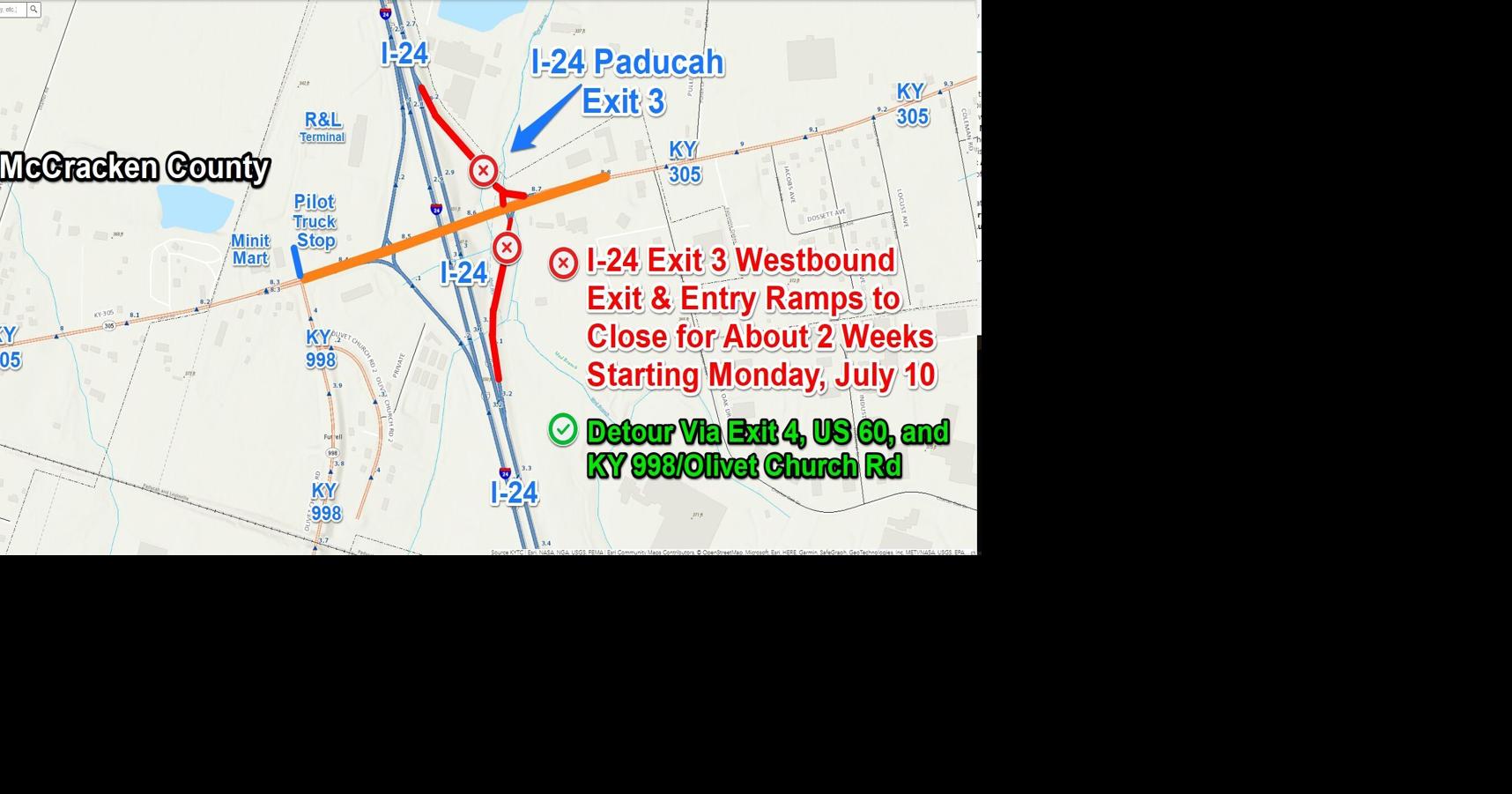 Ramps at I-24/KY 305 Paducah exit 3 interchange reopen | News | WPSD ...