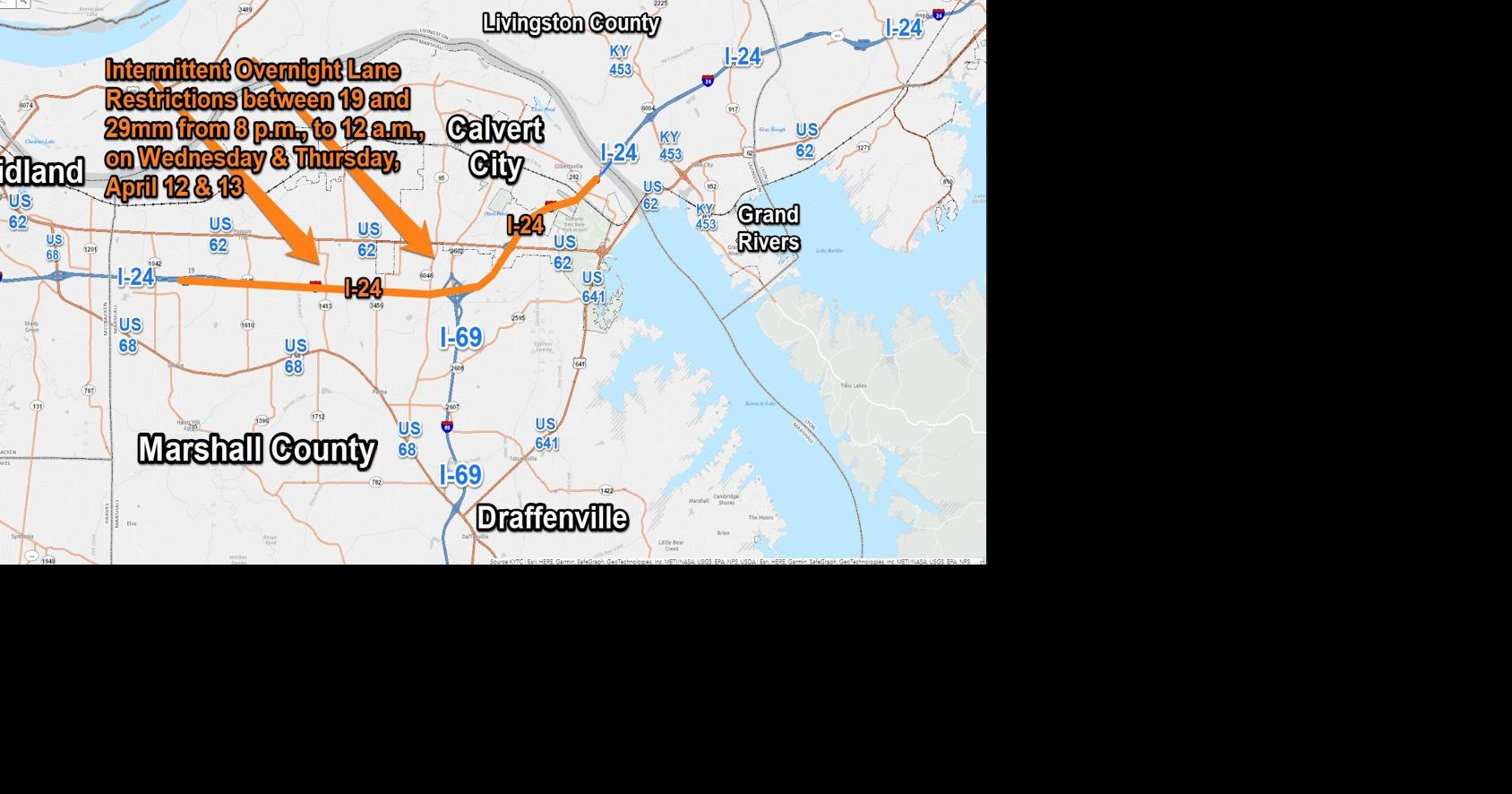 KYTC announces overnight lane restrictions on I-24 Wednesday and ...