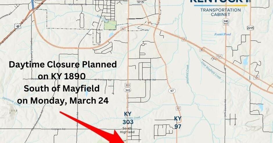 Daytime closure of KY 1890 in Graves County for cross drain replacement ...