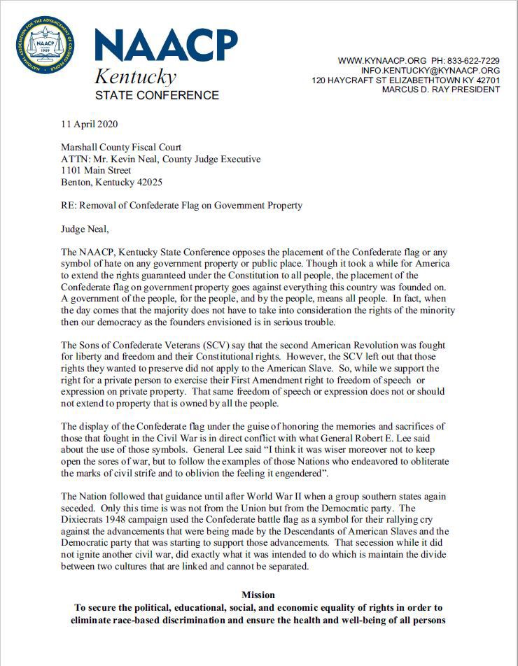 Kentucky NAACP addresses confederate flag at Marshall County courthouse ...