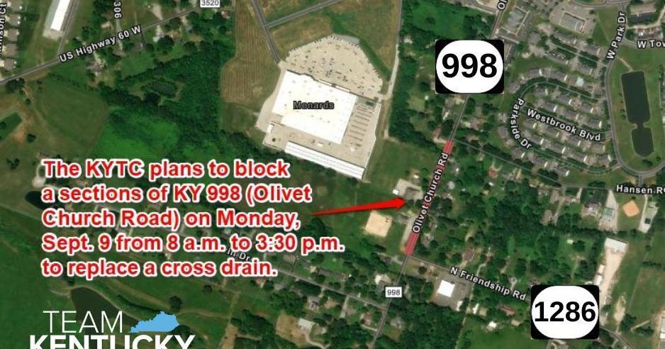 KYTC: Olivet Church Road closure planned for Monday for cross drain ...