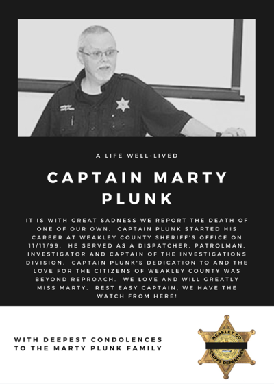 Weakley County Sheriff's Department mourns death of captain | News ...