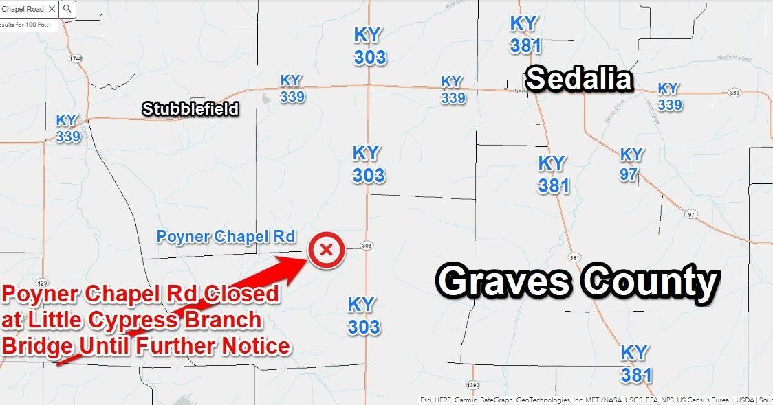 Structural issues cause closure of bridge on Poyners Chapel Road in ...