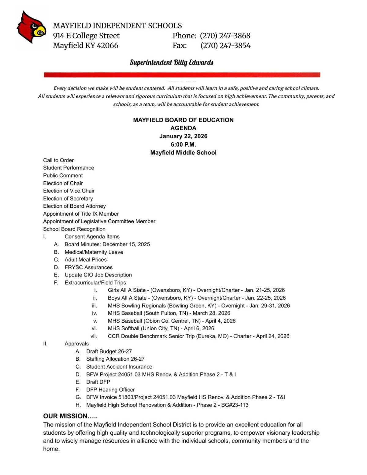 Mayfield Board of Education to hold Thursday meeting | Community | WPSD Local 6