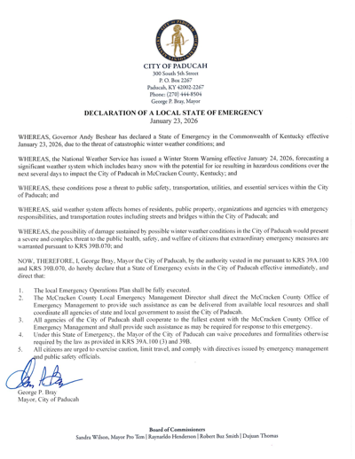 Mayor of Paducah issues declaration of local state of emergency | News ...