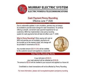 Murray Electric announces new penny rounding system for cash payments ...