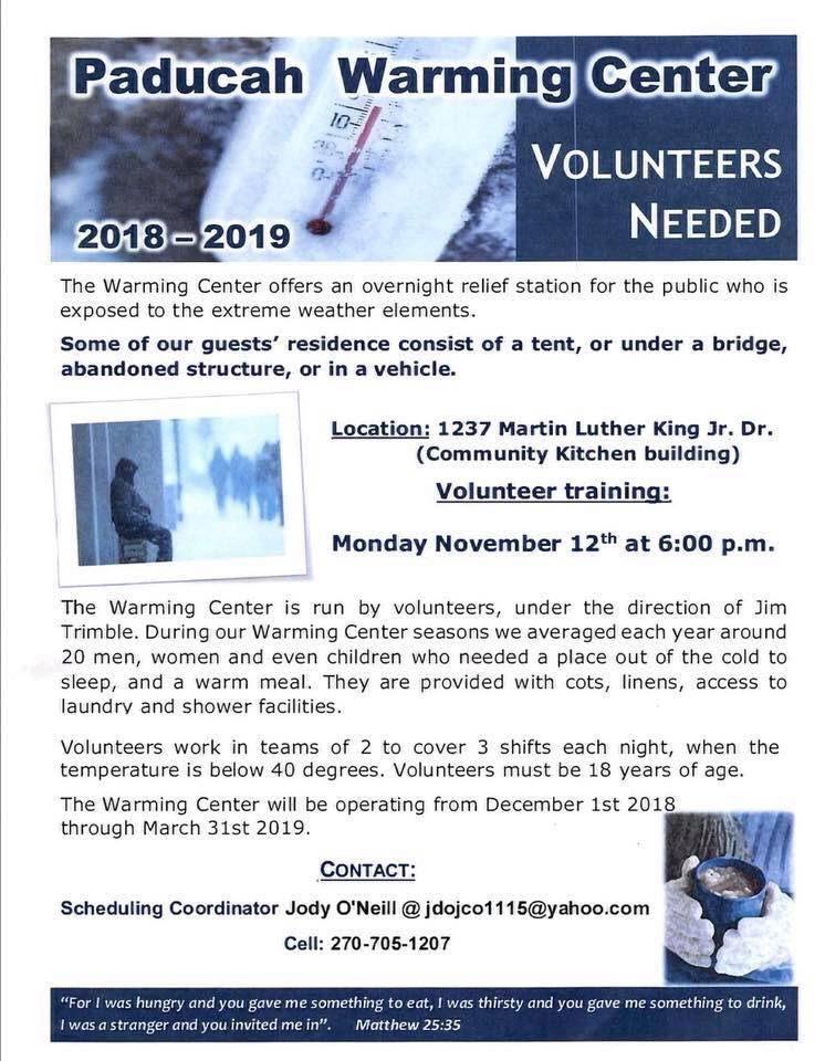 Paducah’s warming center opens early, needs volunteers | News | WPSD ...