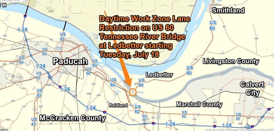 Work zone lane restrictions on U.S. 60 Tennessee River Bridge at ...