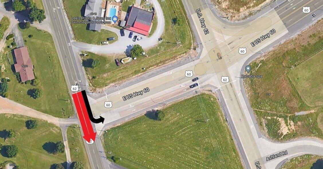 U.S. 60 eastbound turn lane eliminated at Ledbetter Bridge crossover in ...