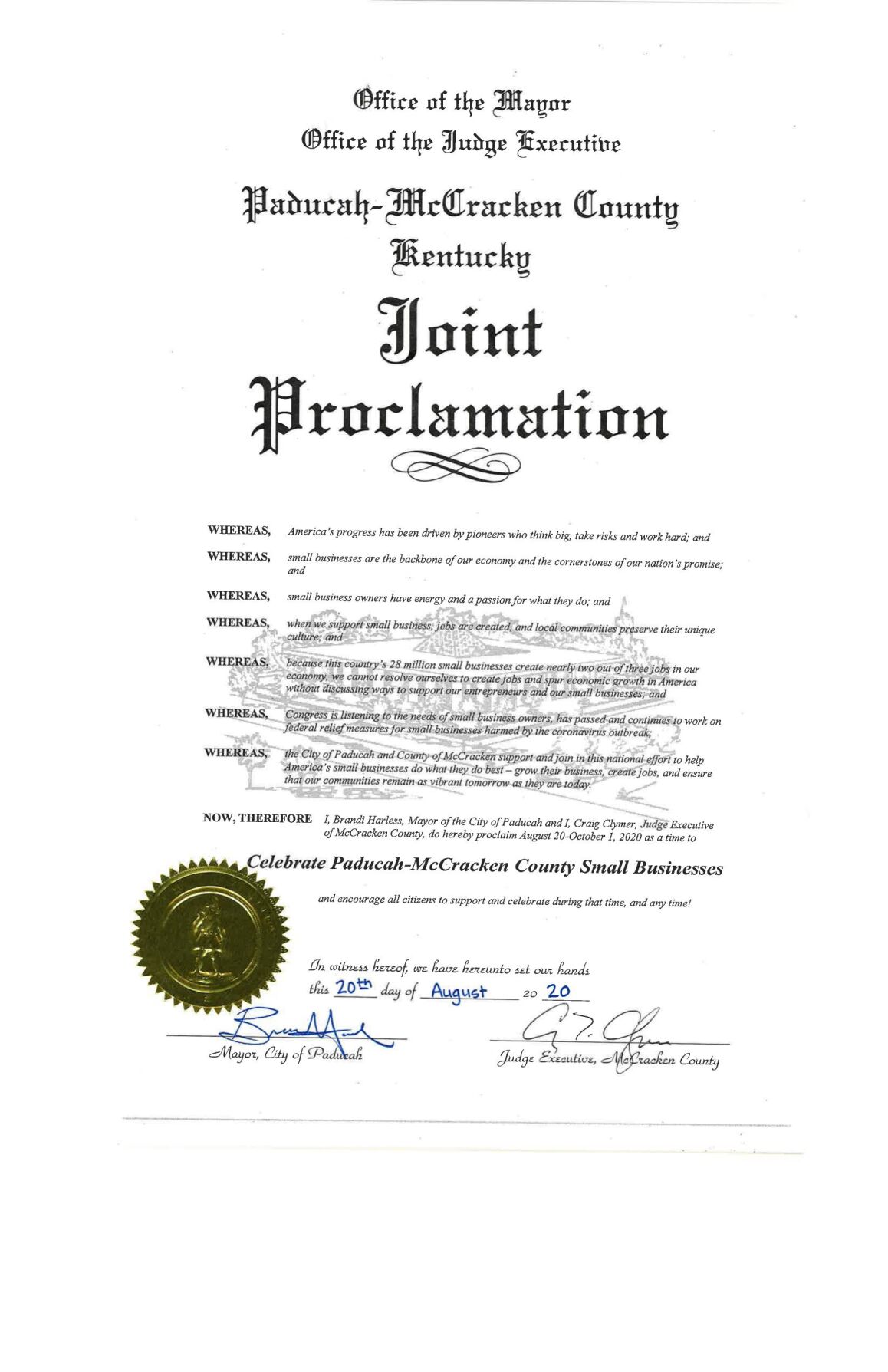 Paducah-McCracken County issue joint proclamation for Chamber's ...
