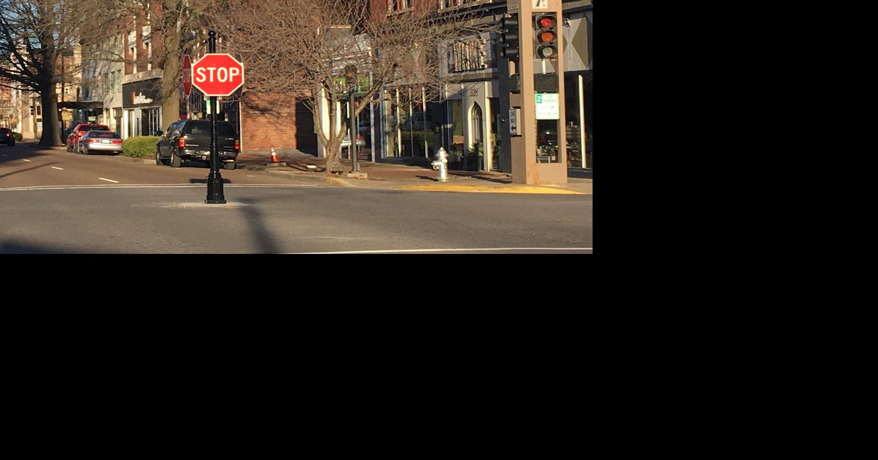 Traffic signals and bases removed downtown, intersections converted ...
