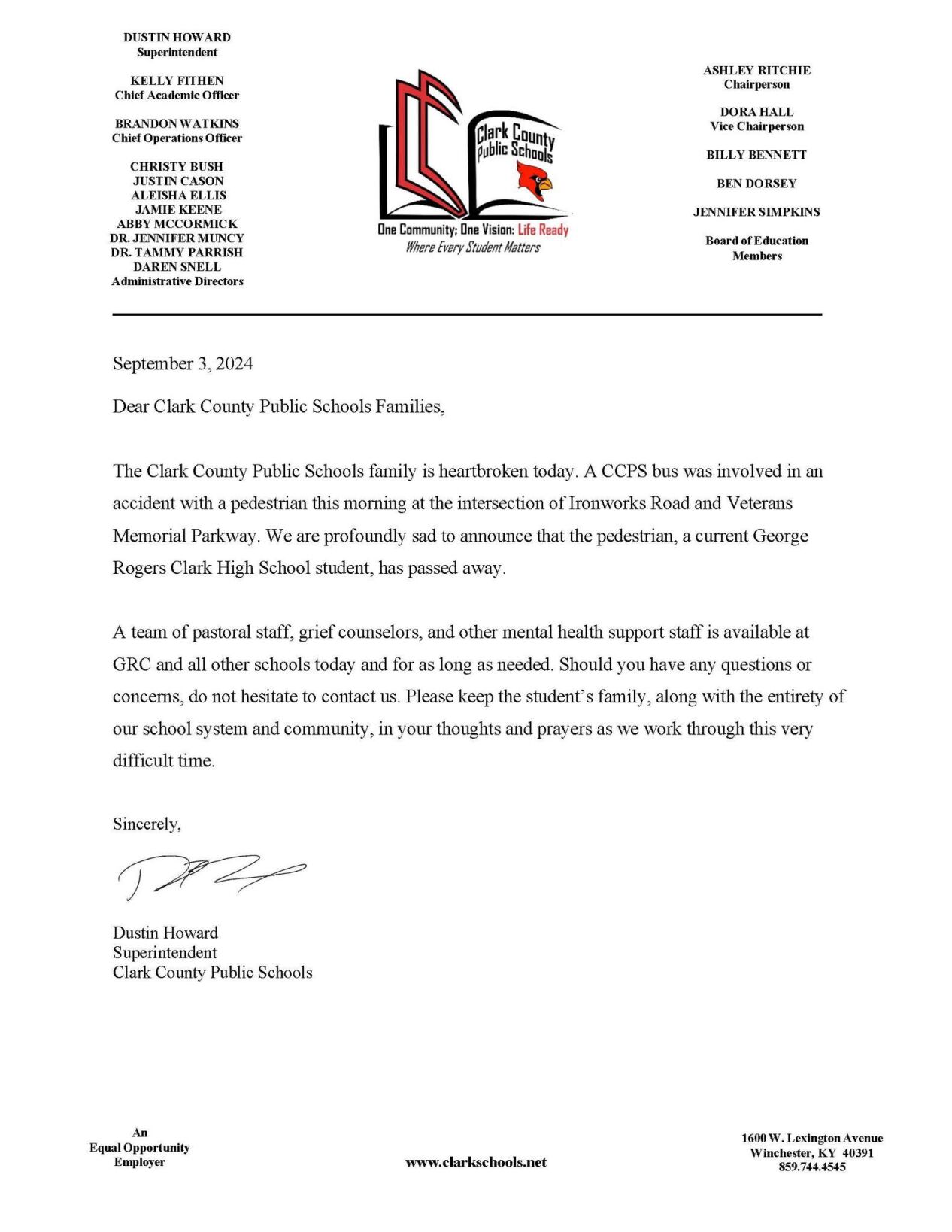 Clark County, Ky., student dies in collision with school bus | News ...