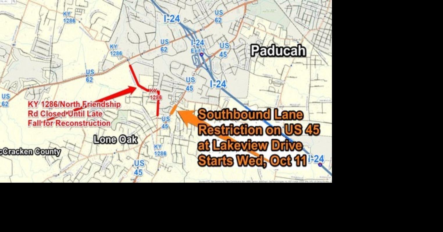 Lane restriction on U.S. 45 to begin on Wednesday | News | WPSD Local 6