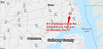 KY 972/Snipe Creek Road in Calloway County to close on Monday | News ...