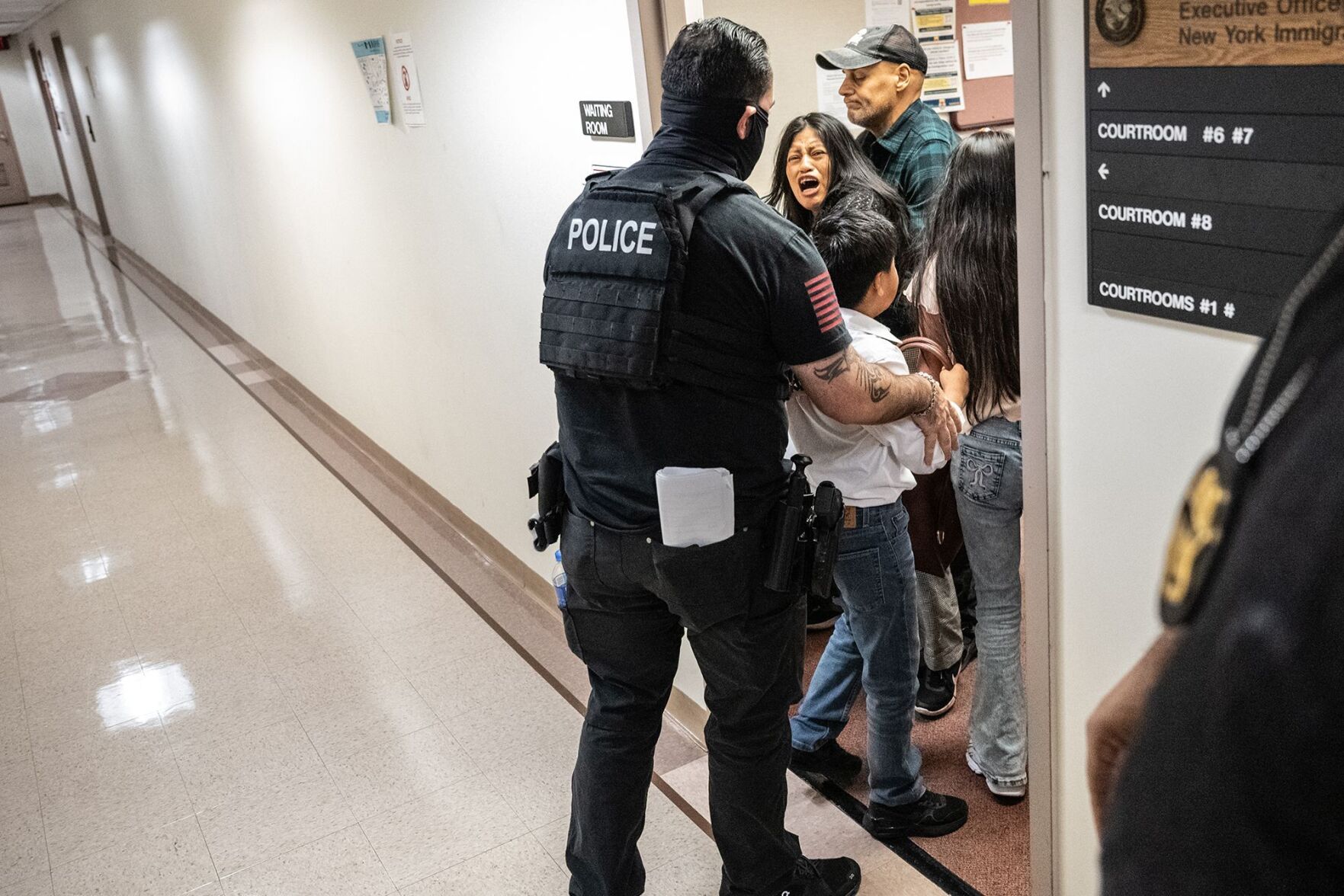 ICE officer seen pushing woman to the floor at immigration courthouse ...