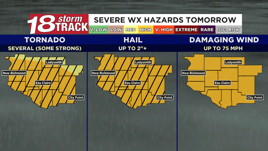 LATEST: Severe weather remaining likely for Monday | 18 Storm Track ...