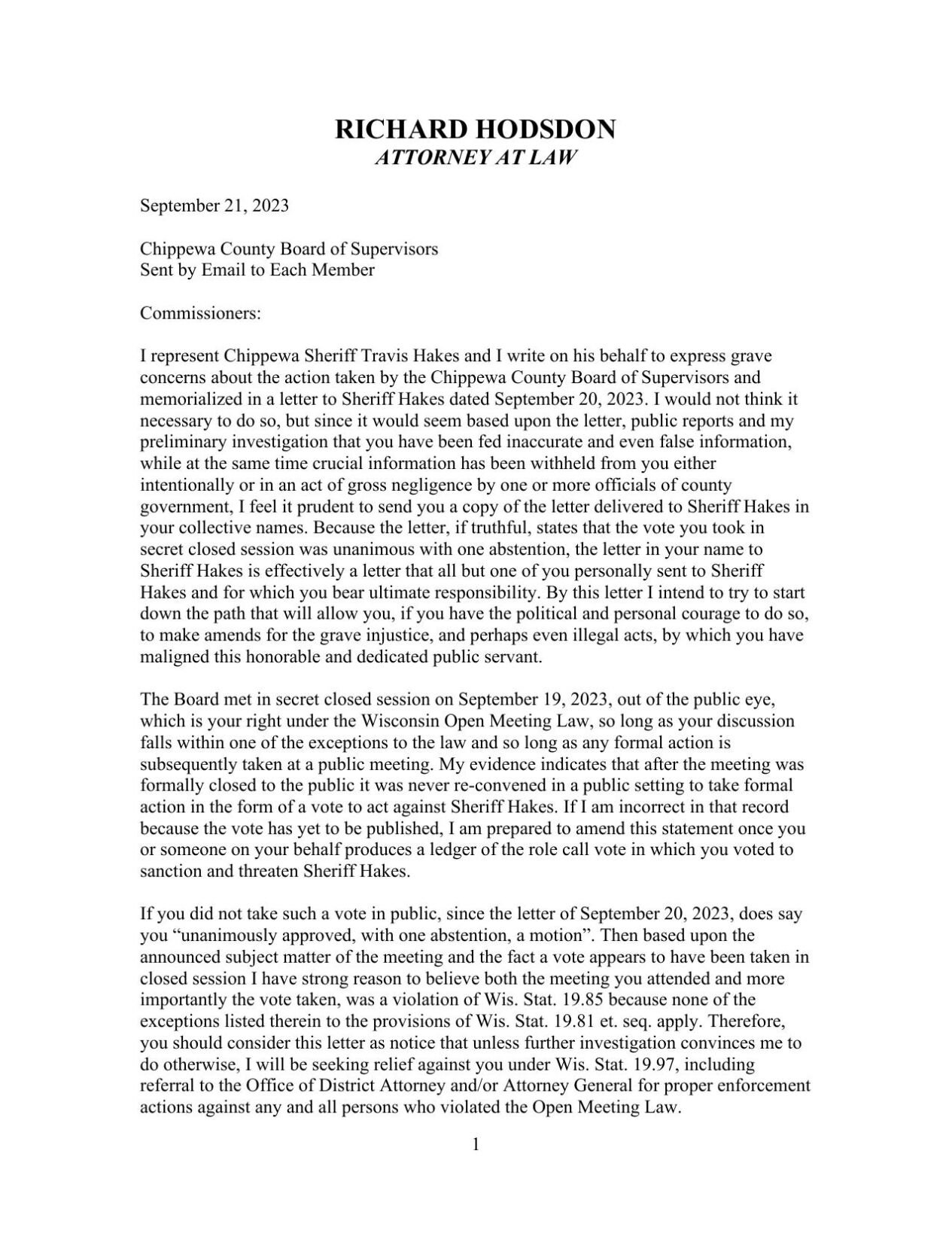 Chippewa County Sheriff Travis Hakes retains lawyer amid talk of ... Chippewa County Sheriff Travis Hakes retains lawyer amid talk of ...