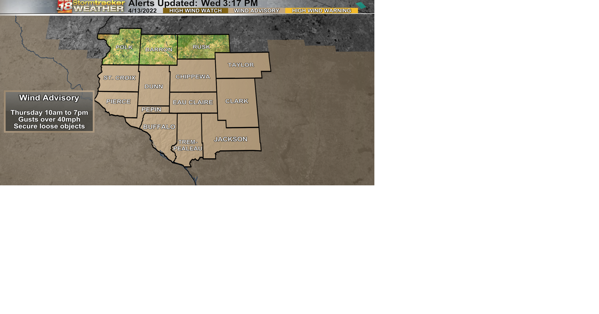 Wind Advisory issued for most of Western Wisconsin on Thursday | 18 ...