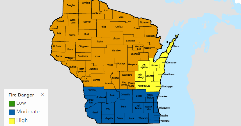 Fire danger very high for most of state | Wisconsin News | wqow.com