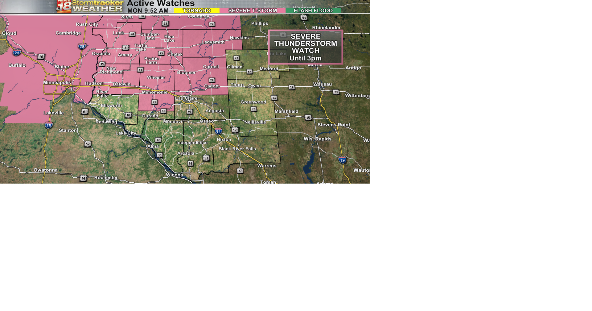 Severe T-Storm Watch issued for parts of western Wisconsin | Warnings ...