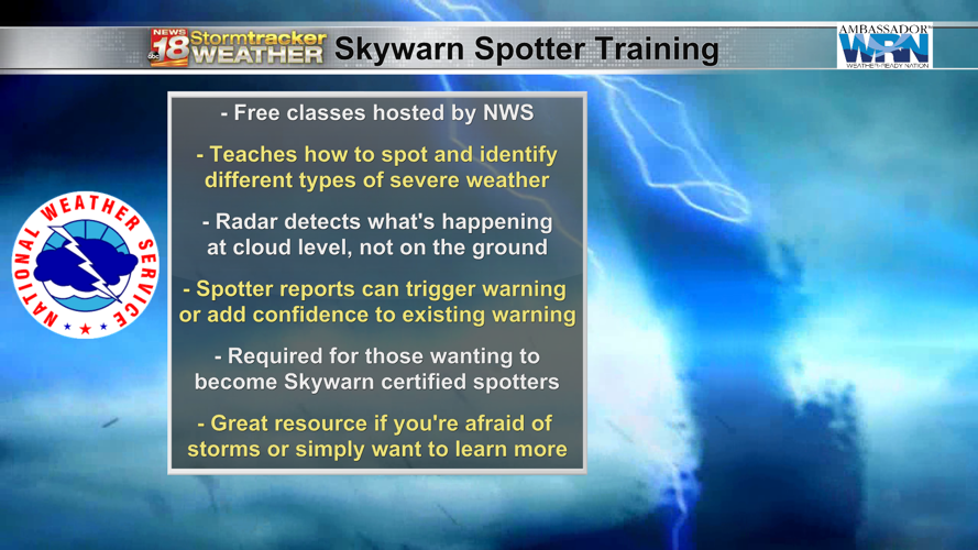 UPDATED: NWS Skywarn Spotter Training spring 2022 class schedule | Education | wqow.com