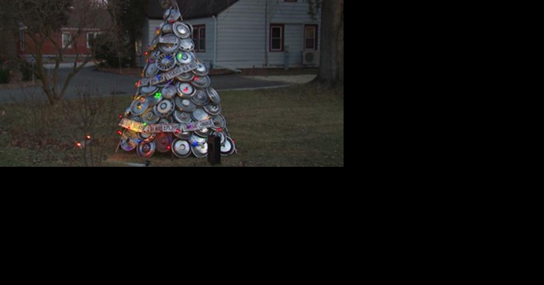 Wisconsin welder makes Christmas tree out of used hubcaps | News | wqow.com