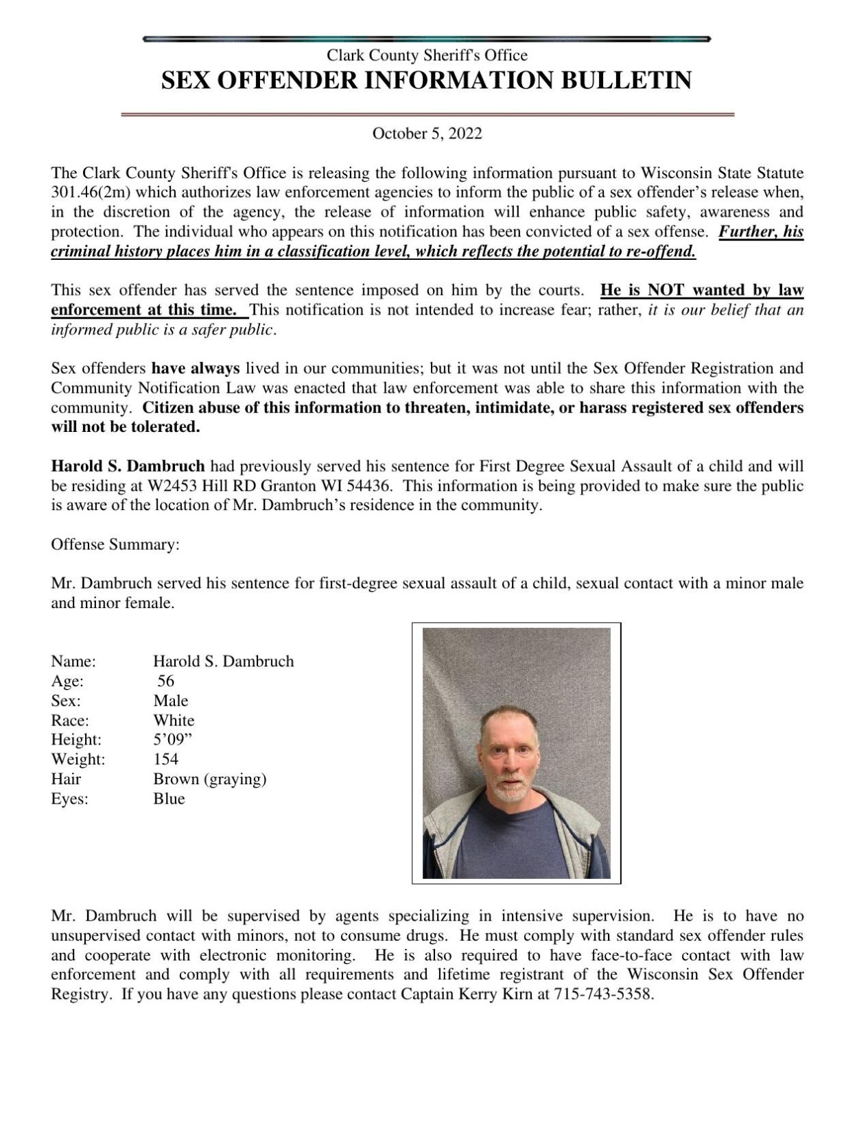 Sex offender to live in Clark County | News | wqow.com