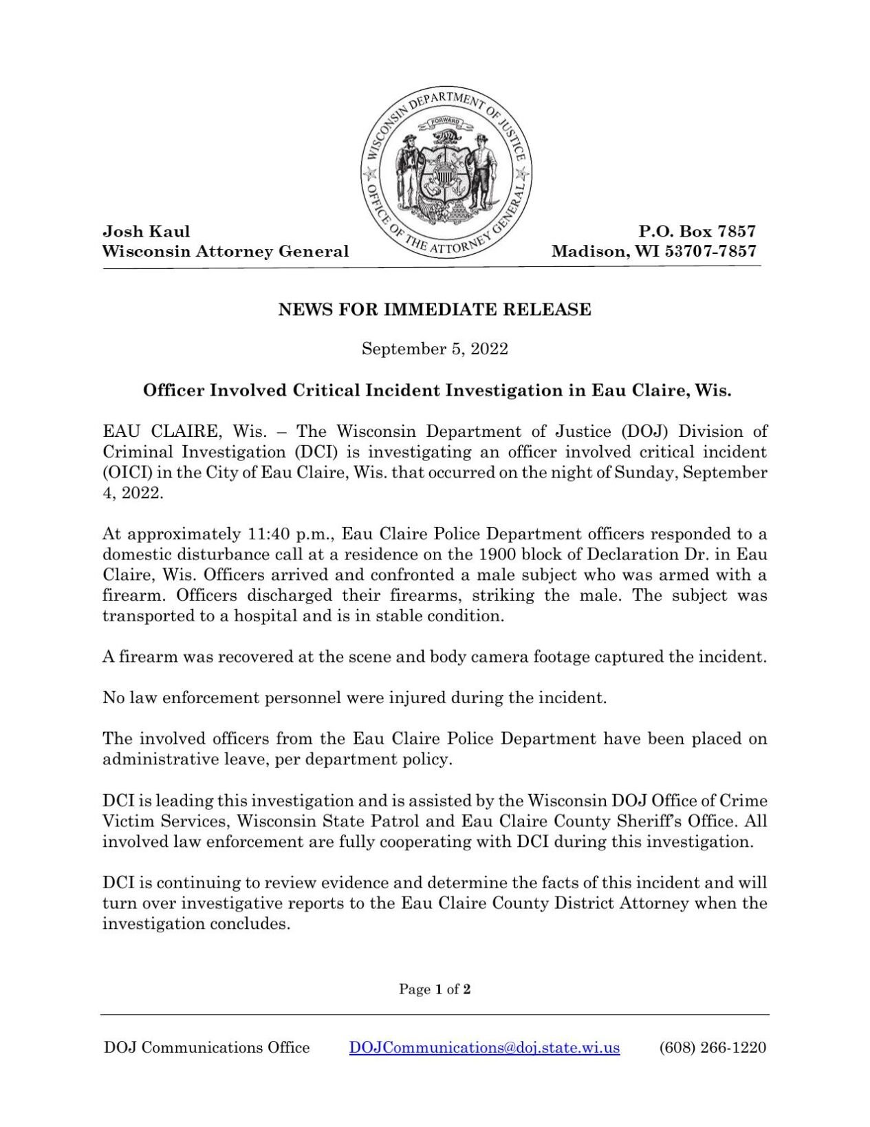 Update: DCI investigating after ECPD shoot armed man during domestic ...