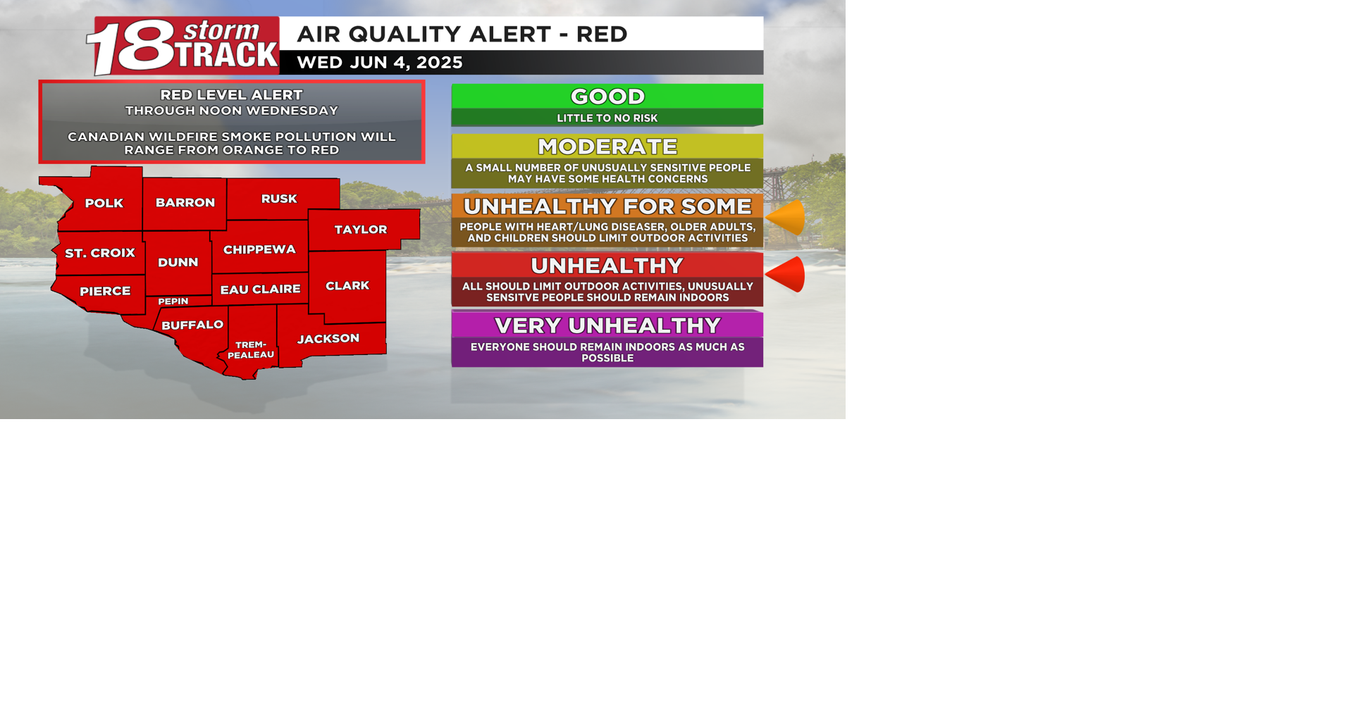 Air quality levels will gradually improve from west to east as our ...