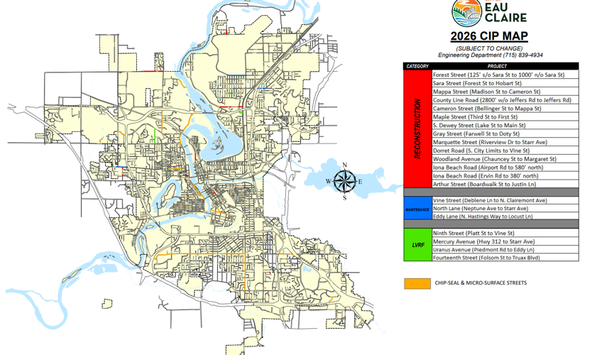 Dewey St. and Forest St. among planned 2026 Eau Claire road projects ...