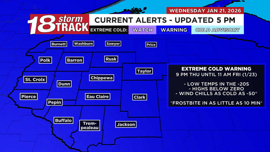 Approaching arctic air triggers an Extreme Cold Warning for all of ...