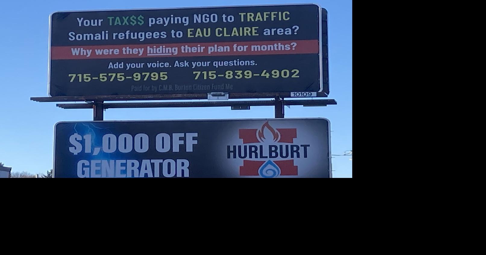 New billboard; county board resolution latest to question refugee ...