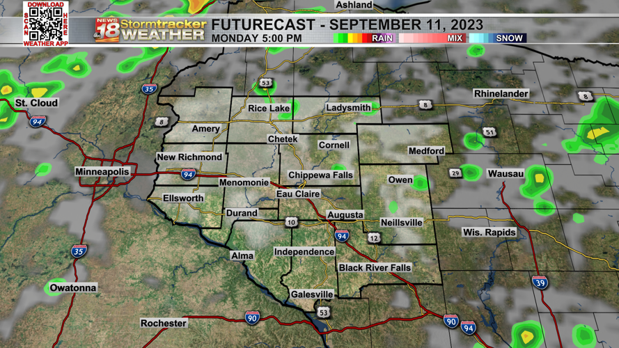 Widely scattered light rain chances to begin the week with fall-like ...