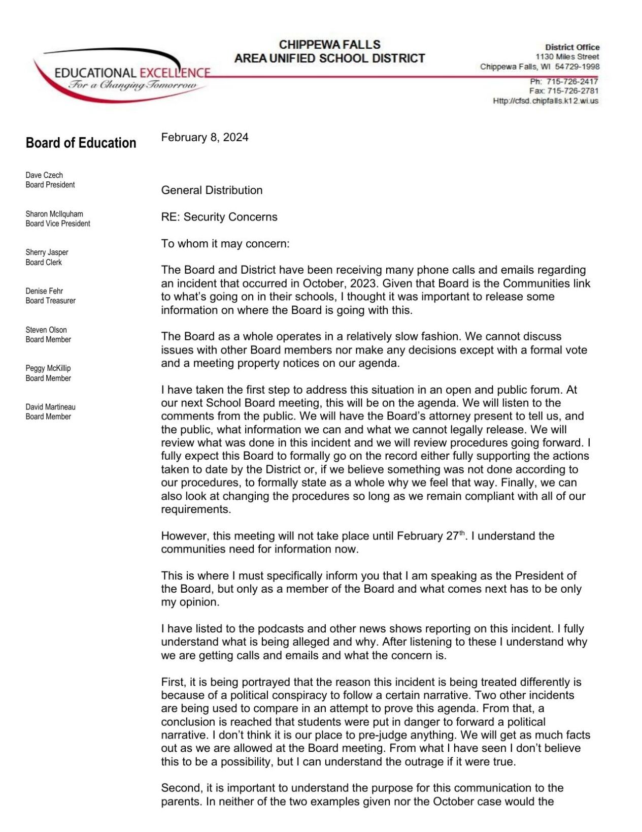 School Board Letter | | wqow.com