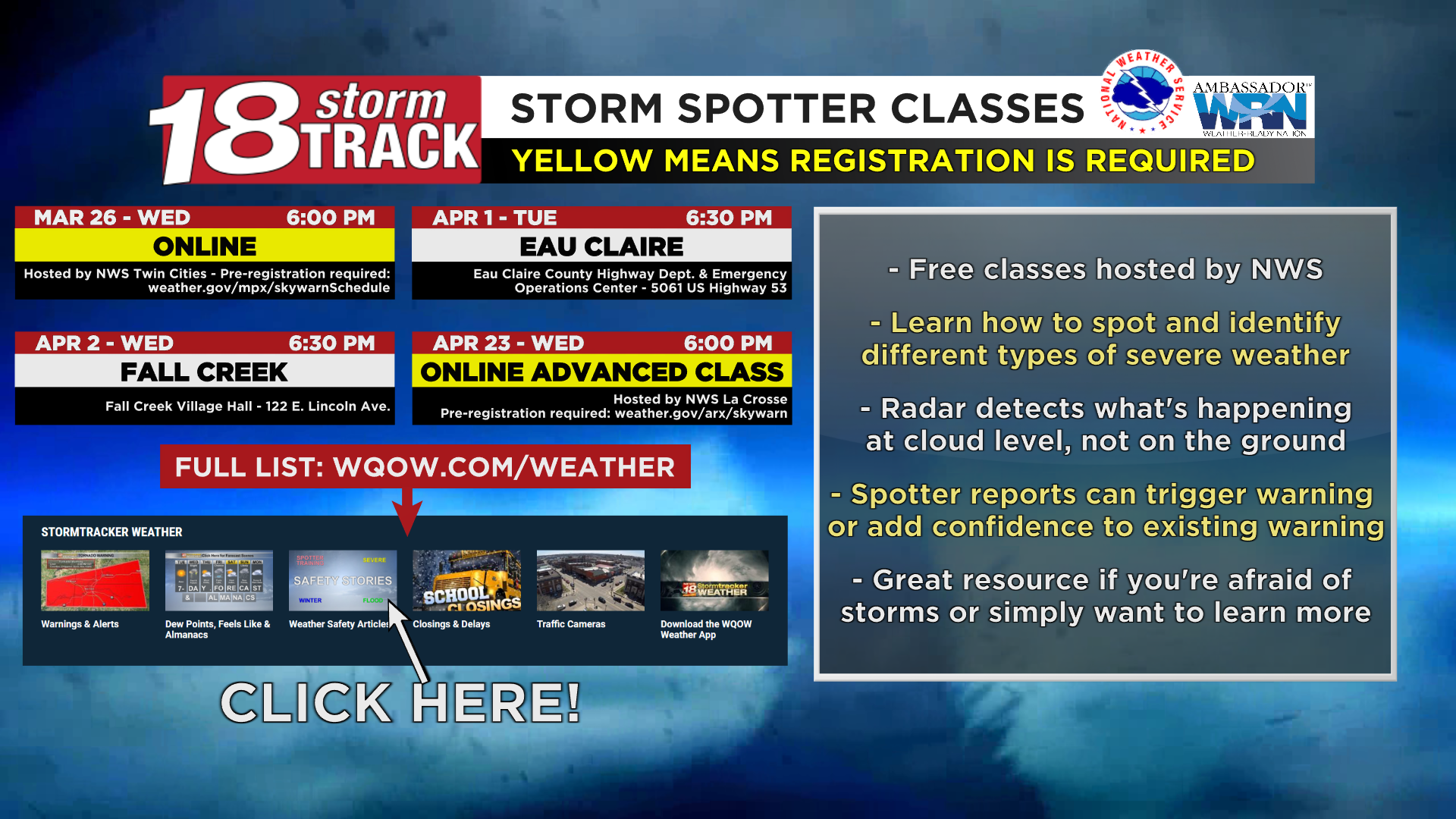 NWS releases 2025 Skywarn Storm Spotter Training class schedule ...