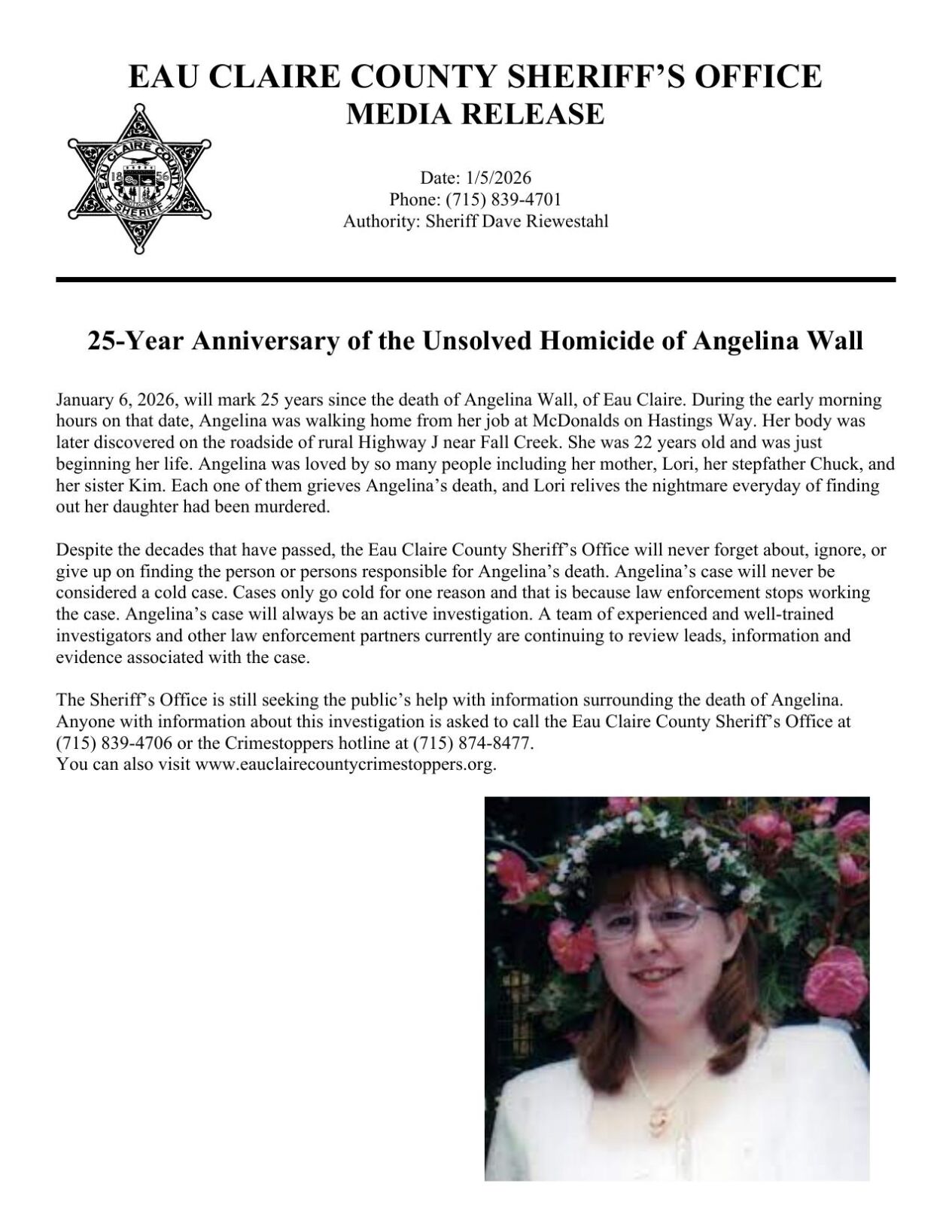 25 years later, Eau Claire County Sheriff's Office continue seeking ...