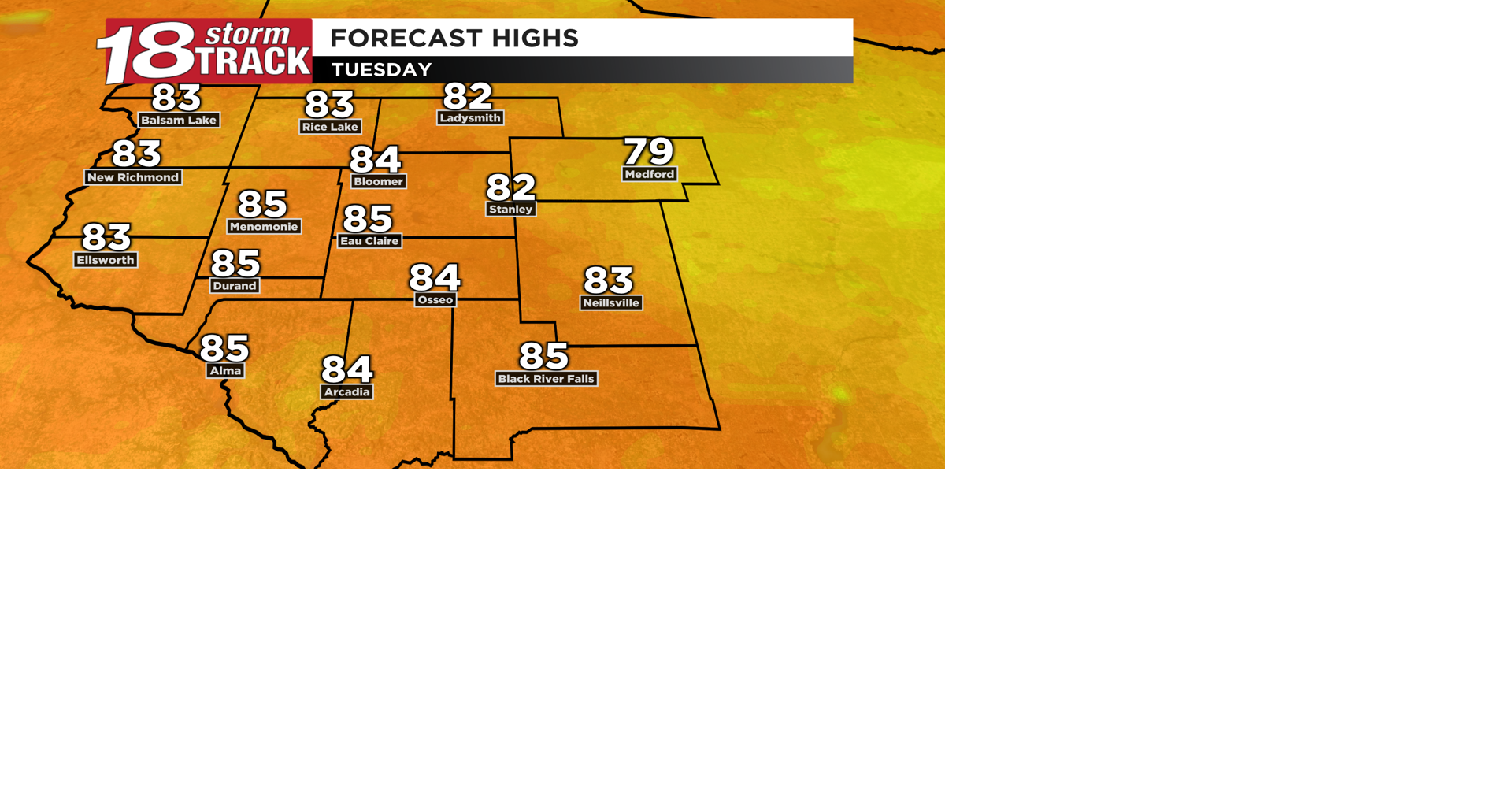 Forecast High Temps Tomorrow.png | | wqow.com
