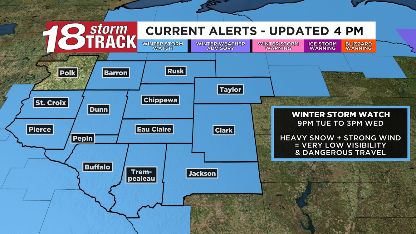 WINTER STORM WATCH: Heavy rain to change to snow Tuesday night along ...