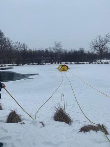 Dog rescued after falling through ice | Company | wqow.com