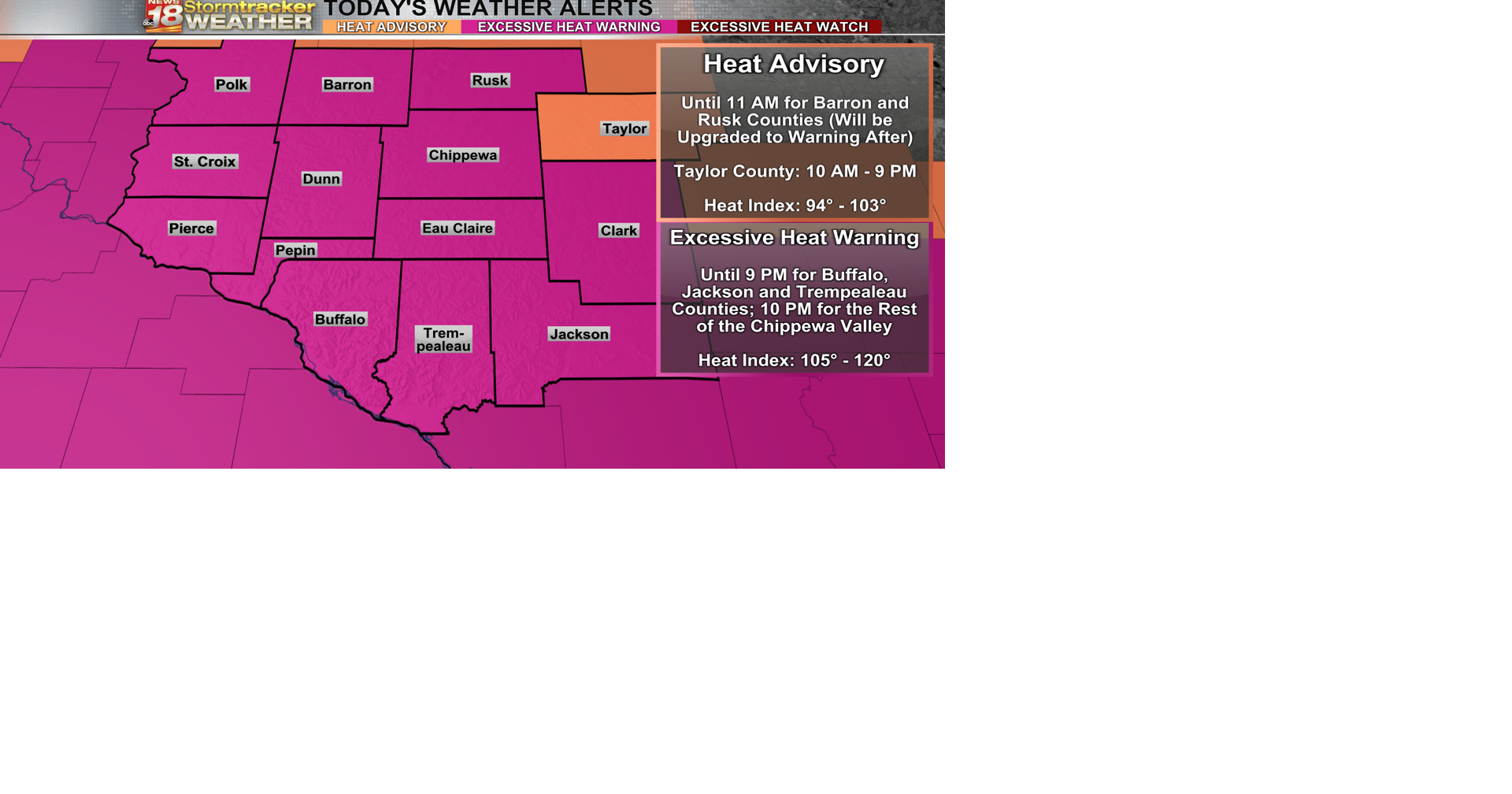 Today marks the peak of our dangerous heat wave | 18 Storm Track ...