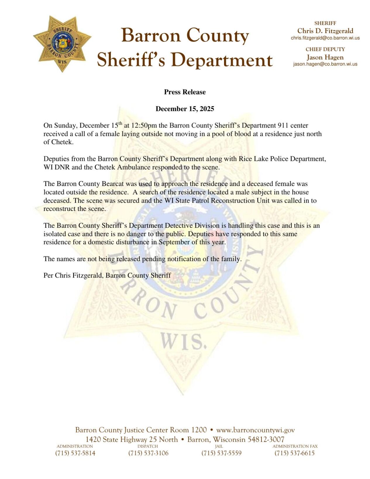 Investigation underway after two people found dead in home near Chetek ...